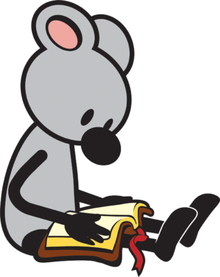 Image - Mouse Reading Clipart (318x400), Png Download