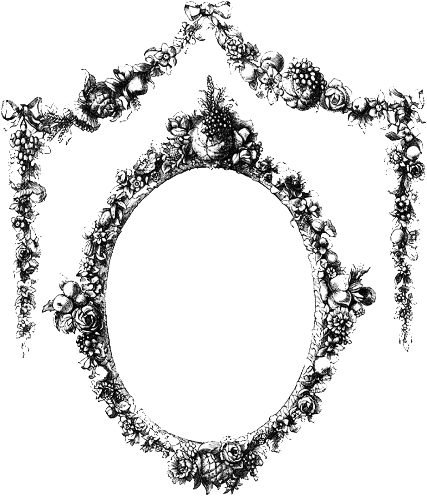 Vintage Frame With Flowers - Funeral Photo Frame Png (1375x1600), Png ...