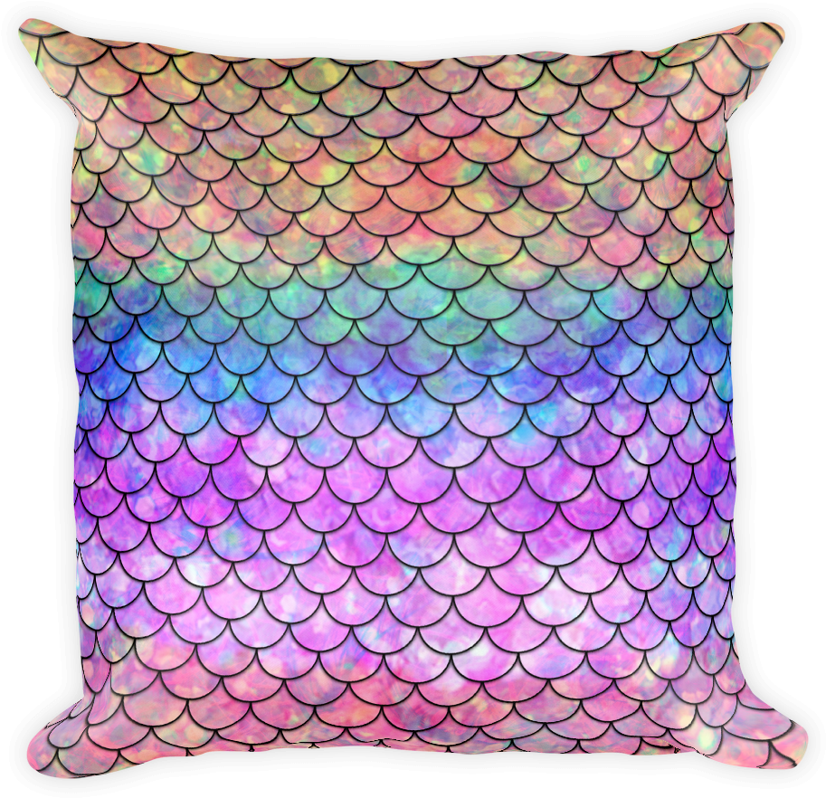 Rainbow Mermaid Fish Scales Pillow - Dachziegel (480x480), Png Download