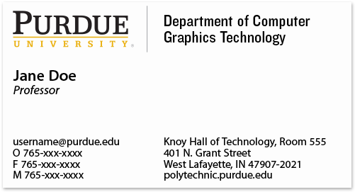Download Academic Business Card Example - Purdue Signature Logo ...