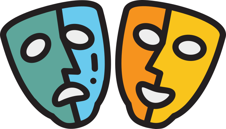 Comedy Tragedy Masks (726x415), Png Download