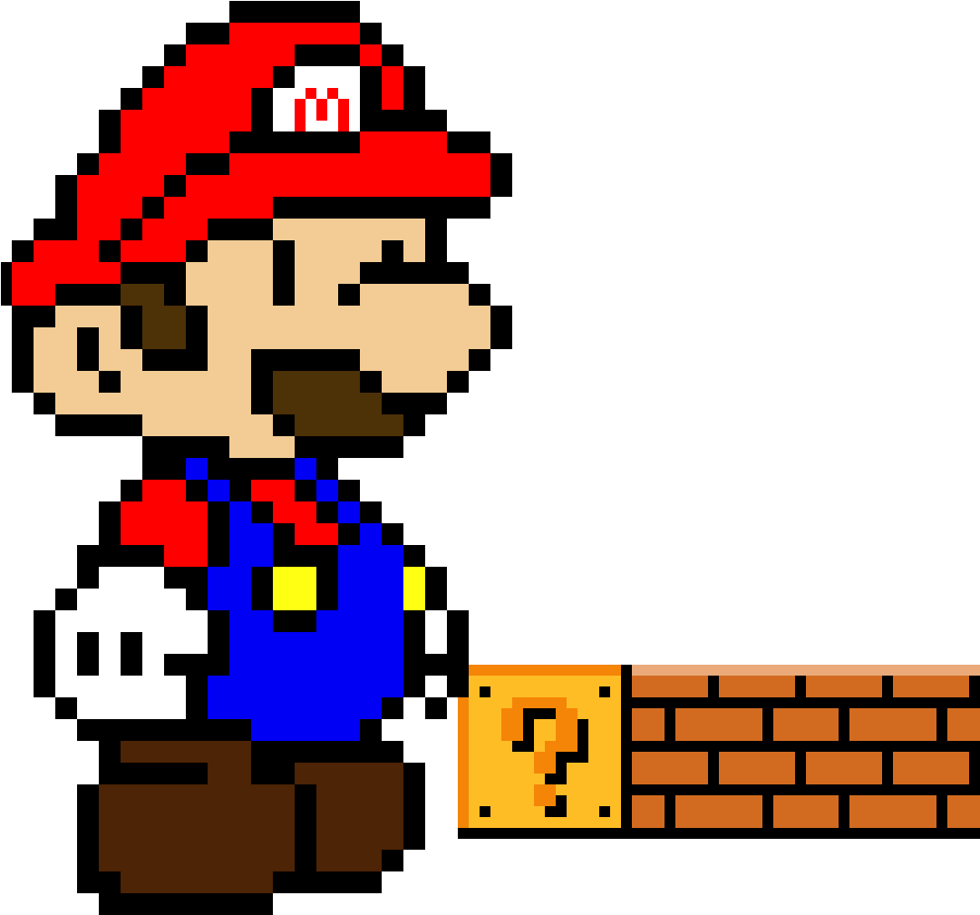 Mario And The Brick Walls - Mario Pixel Art (1200x1200), Png Download