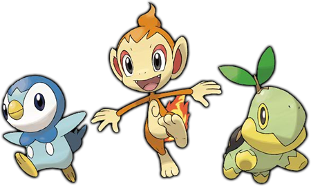 Startersplatino13jun08 - Pokemon Sinnoh Starters (450x270), Png Download