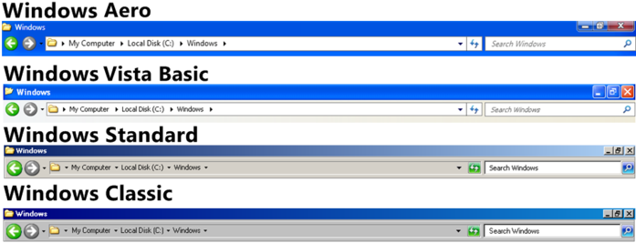 Vista Visual Styles Comparison - Windows (700x273), Png Download