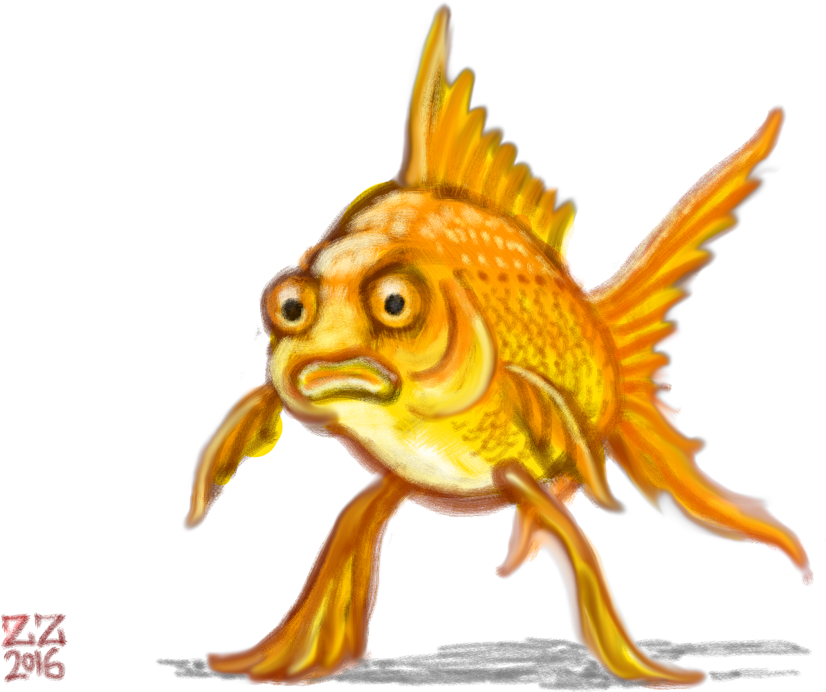 Download Draw A Fish Standing On Fins As If They Were Legs By - Fish ...