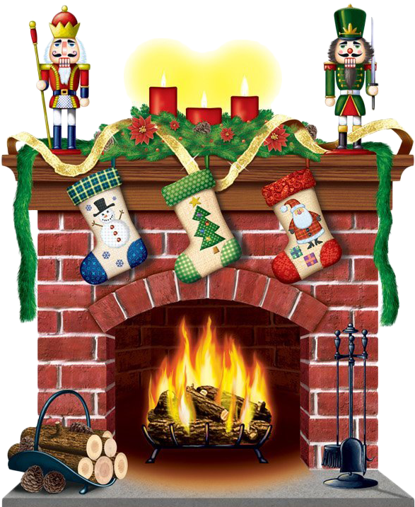 Christmas Tag - Beistle Brick Fireplace Large Wall Cling (647x726), Png ...