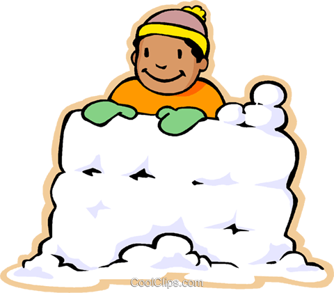 Boy In Snow Fort, Snow Fight Royalty Free Vector Clip - Snow Ball Fight ...