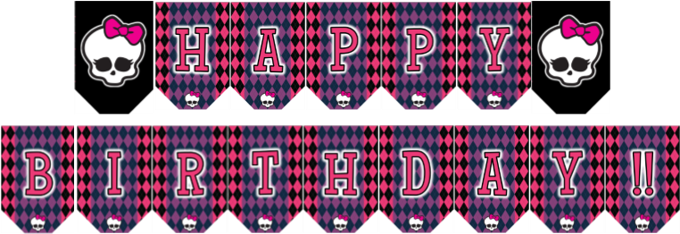 Download Banner - Monster High Birthday Banner | Transparent PNG ...