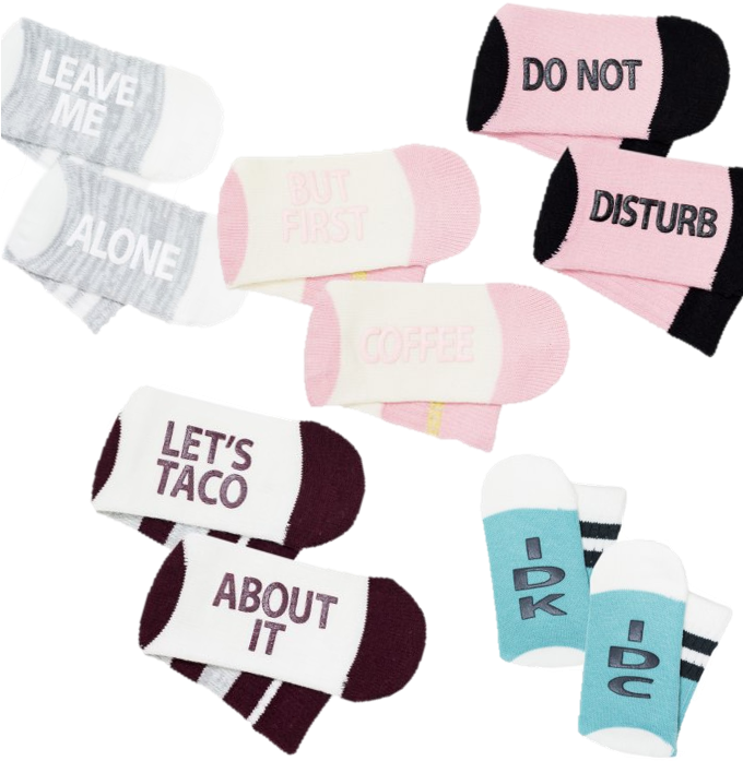 Ladies Fun Meme Conversational Crew Socks, 5 Pack - Sock (679x906), Png ...
