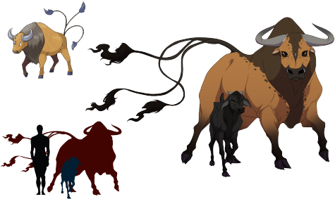 Wow, A Tauros And A Baby Tauros - Pokemon Tauros (500x294), Png Download