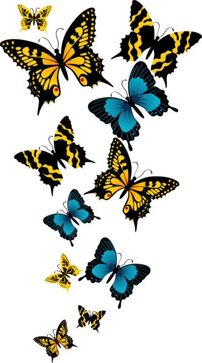 Beautiful Butterfly - Png Flying Butterfly Group (400x718), Png Download