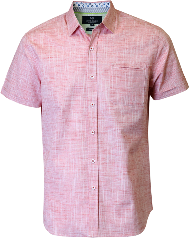 Crosshatch Weave Short Sleeve Shirt - Shirt (800x975), Png Download