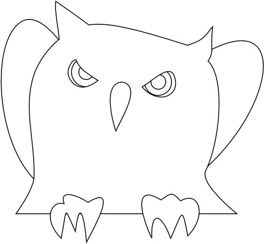 Disappointed Owl Black White Line Art 555px - Owl (555x510), Png Download