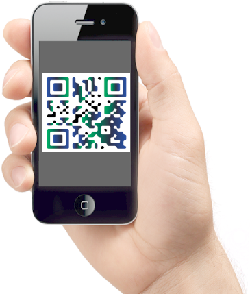 Hand Holding Mobile Qrcode - Qr Code Hand Png (475x475), Png Download