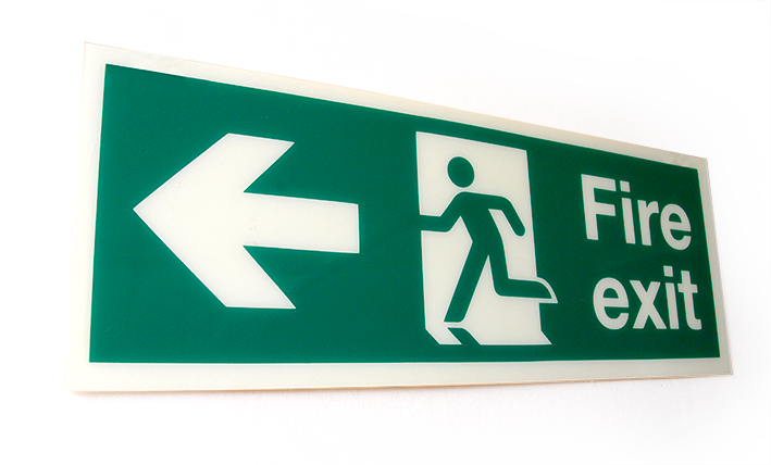 Prohibition Signs - Fire Exit Signage Left Arrow (709x428), Png Download