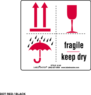 Fragile Keep Dry Label, Paper, 4" X 4" - Fragile Keep Dry Label, Paper ...