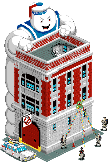 Ghostbusters Firehouse - Ghostbusters Movie Pixel Art (375x546), Png ...