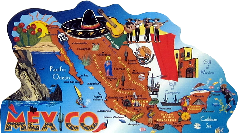 Artistic Map Of Mexico (960x542), Png Download