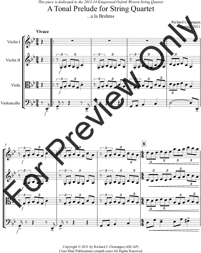 A Tonal Prelude For String Quartet Thumbnail - Sheet Music (817x1056 ...