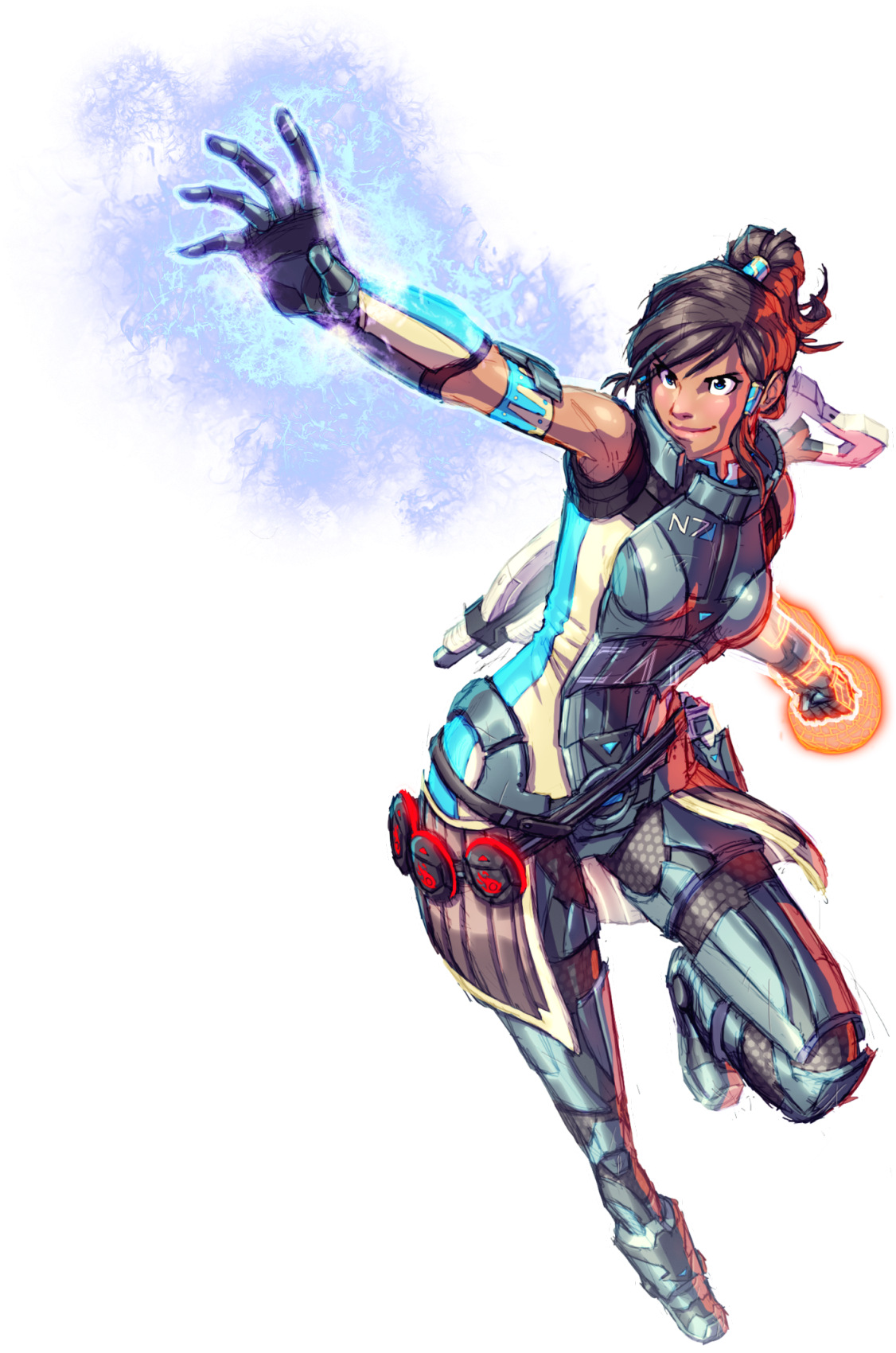 Korra Mass Effect By Zededge - Korra Sokka Avatar (1280x1809), Png Download