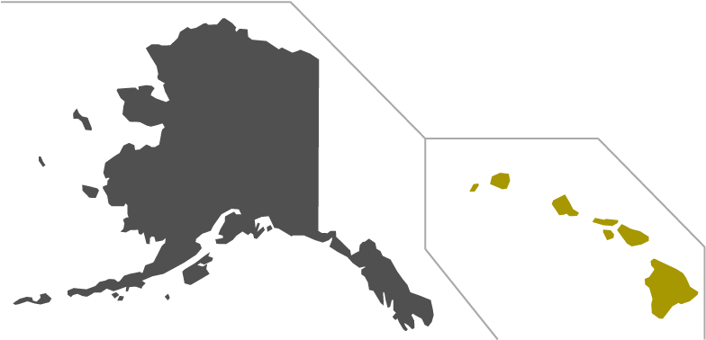 Hawaii - Alaska Map (800x600), Png Download