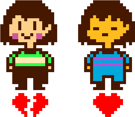 Chara And Frisk - Undertale Frisk And Chara Pixel (620x470), Png Download