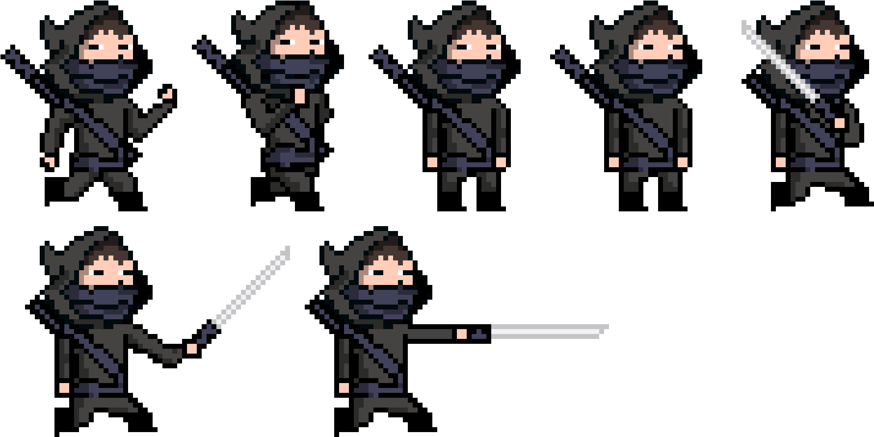 New Ninjas - Pixel Art (1850x930), Png Download