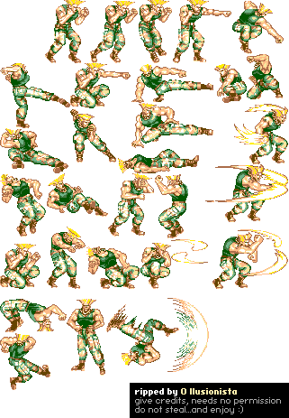 Guile - Street Fighter Guile Sprites (321x463), Png Download