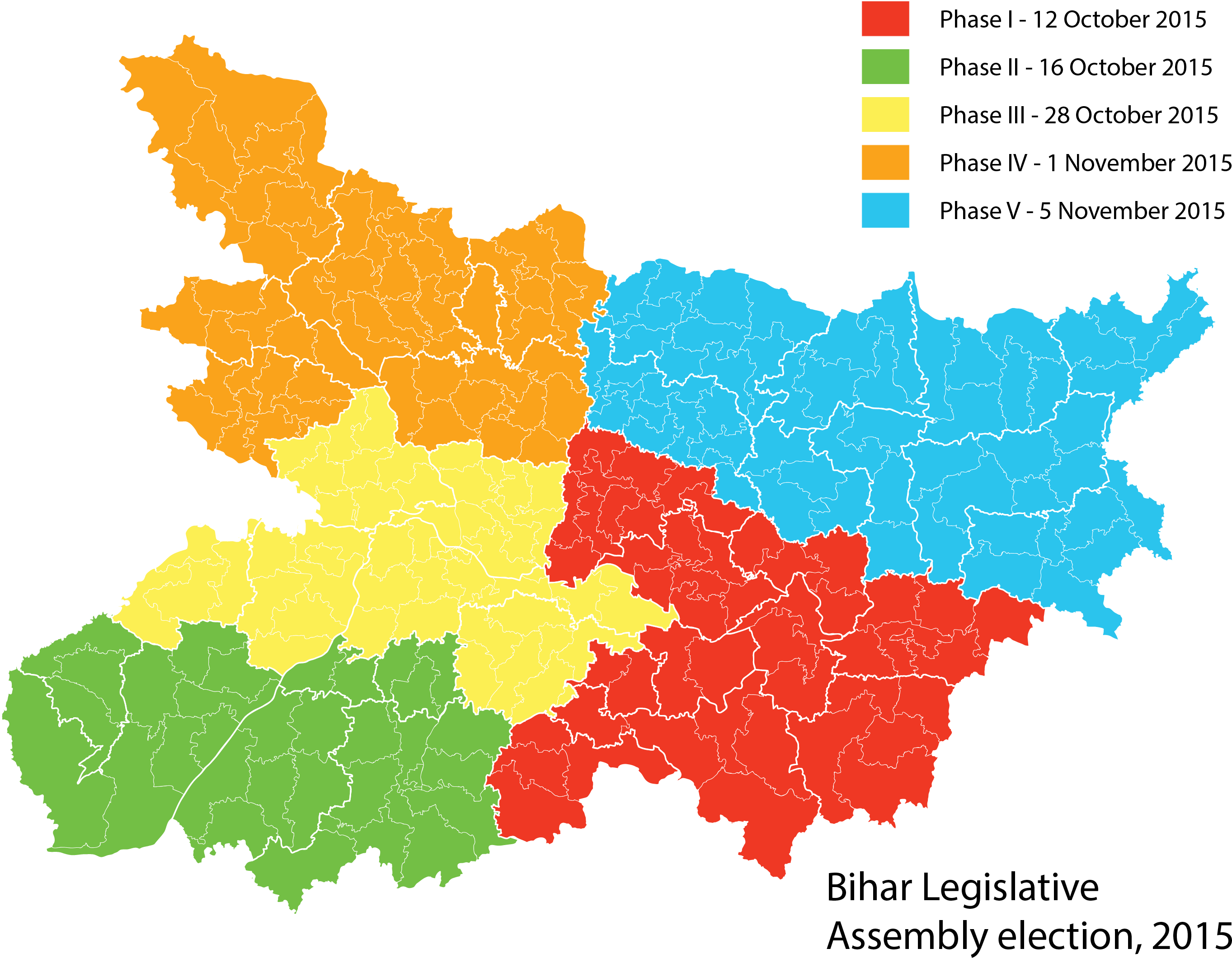 Download 2015 Bihar State Assembly Polling Dates - Bihar Map Vector ...