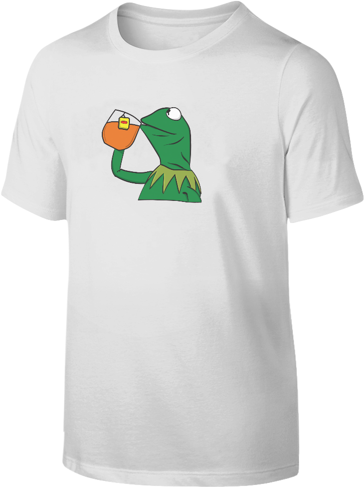 Frog Sipping Tea Meme Black White Logo T - T-shirt (850x1089), Png Download