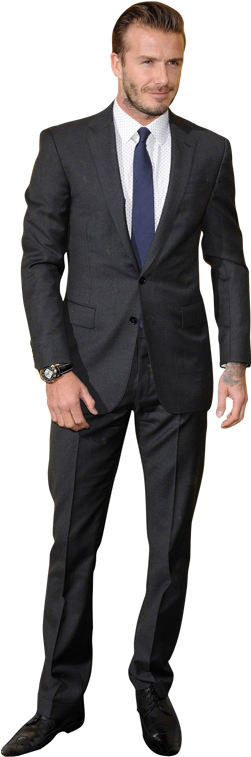 David Beckham (blue Tie) Life Size Cutout (363x757), Png Download