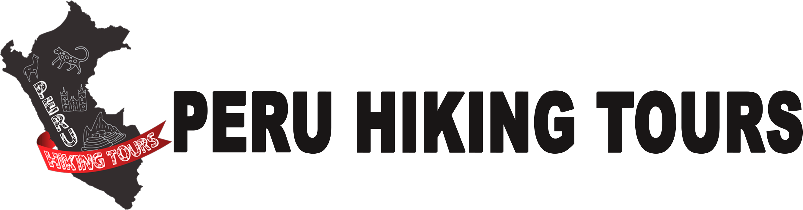Logo Peru Hiking Tours With Map Of Peru - Black-and-white (2758x756 ...