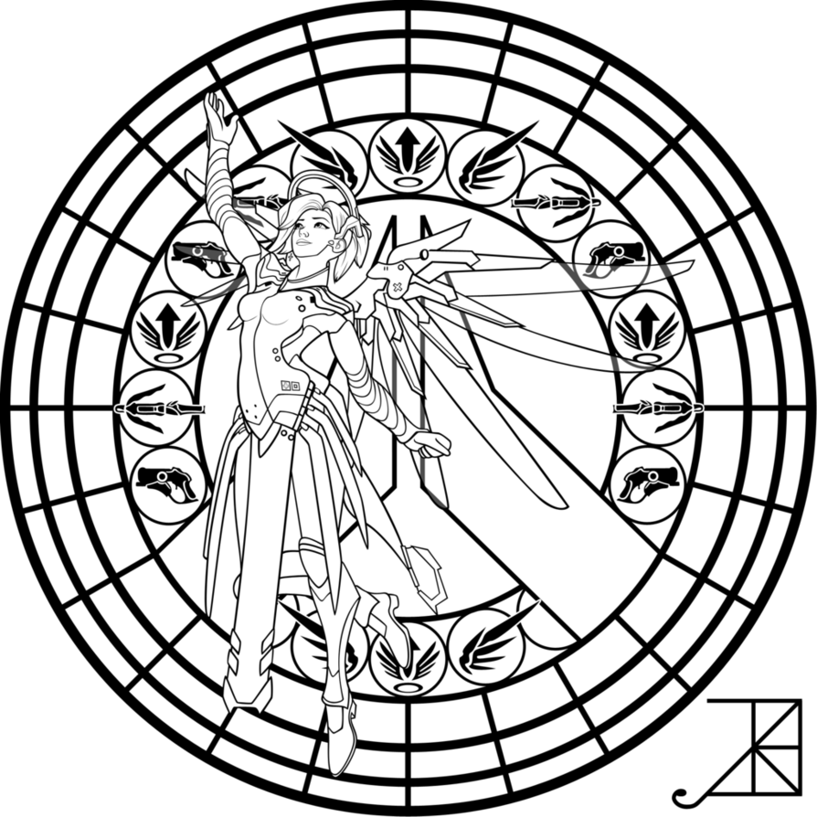 Sg - Overwatch Mercy Lineart (894x894), Png Download