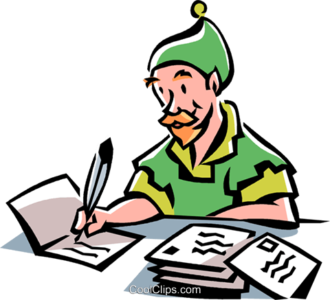 Elf Writing Christmas Cards - Writing Christmas Card Cartoon (480x437 ...