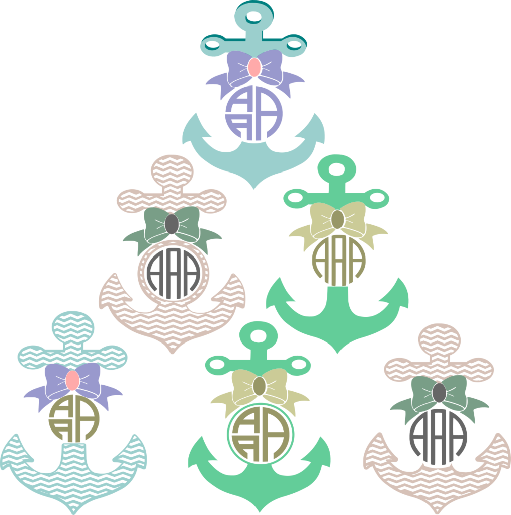 Bow Anchor Monogram Frame Cut File - Emblem (1016x1024), Png Download