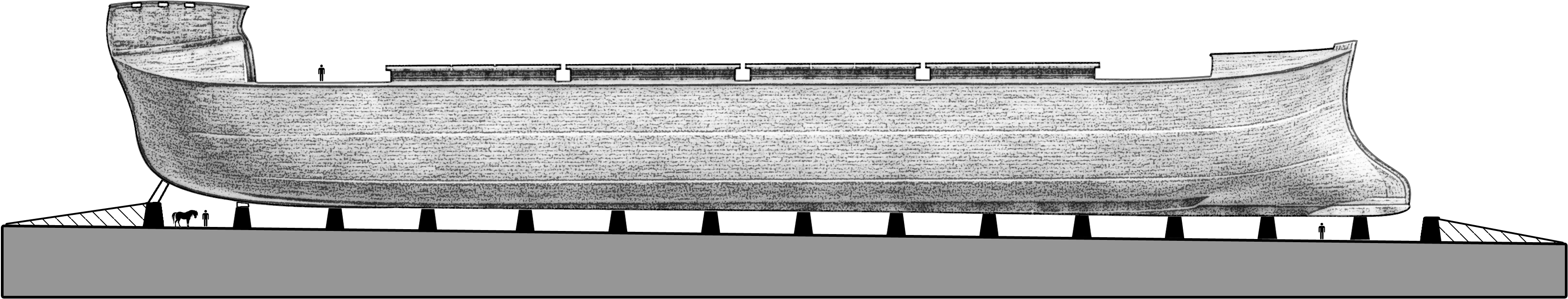 Ark Side View - Noah's Ark Side View (3549x720), Png Download