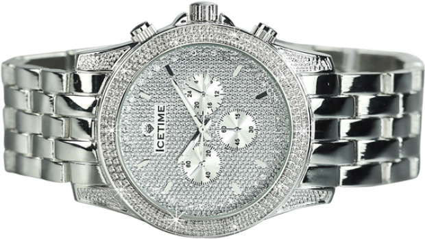 Mens Diamond Watch Ice Time Storm Silver 48mm D - Diamond Watches For ...