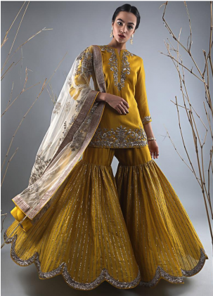 Beautiful Mustard Yellow Sarara Suit - Gharara (420x420), Png Download
