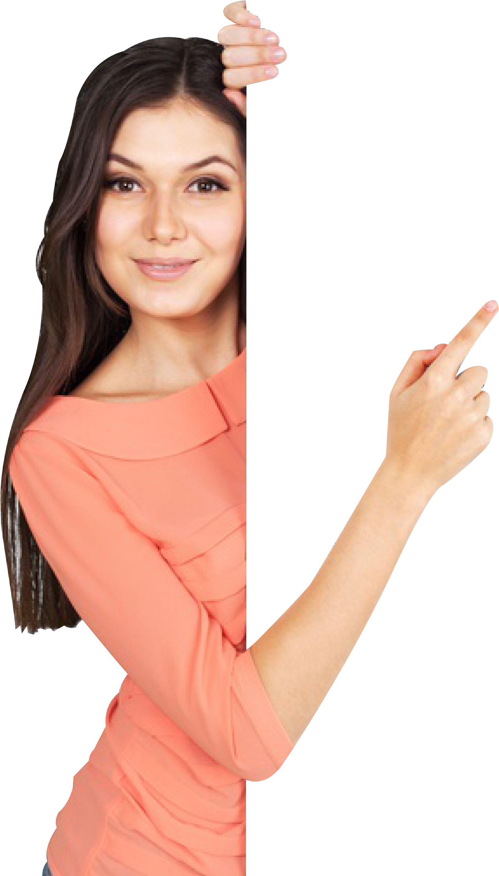 Girl - Woman Pointing Finger Png (1627x2851), Png Download