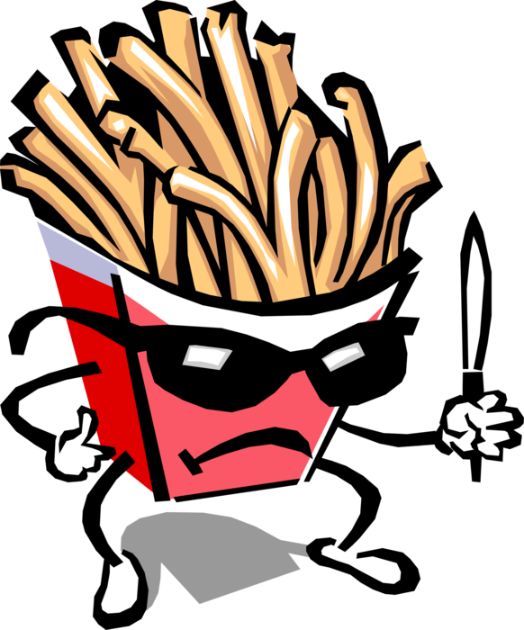 Vector Illustration Of Anthropomorphic French Fry Guy - Cartoon French ...