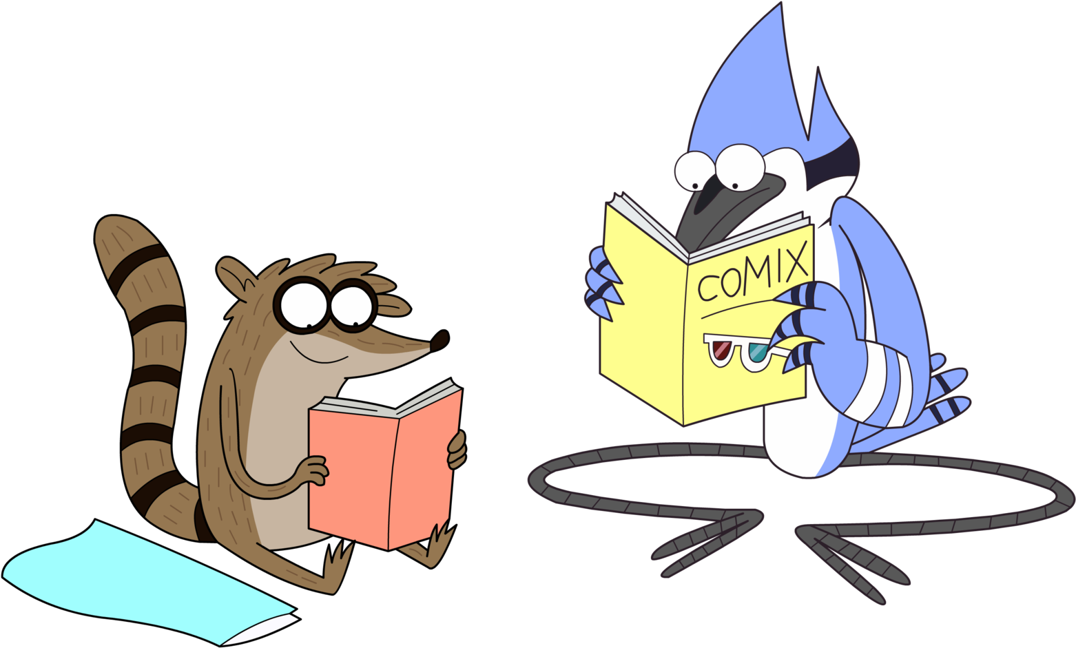 Download Thumb Image - Mordecai Y Rigby Leyendo | Transparent PNG ...