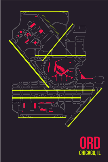 Ord - Chicago - 08 Left 'ord Airport Layout' Canvas Art (16x24 ...