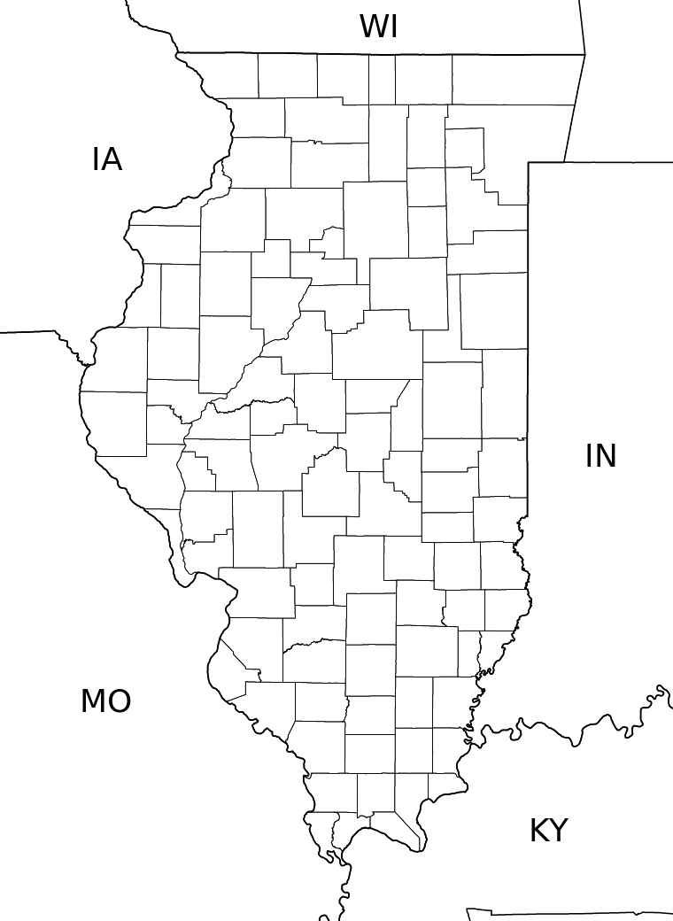 Outline Map Test - Illinois (748x1024), Png Download