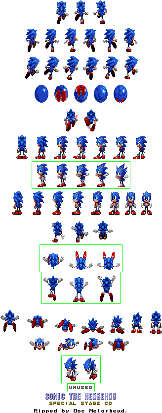 Sonic - Sonic Cd Special Stage Sprites (352x848), Png Download