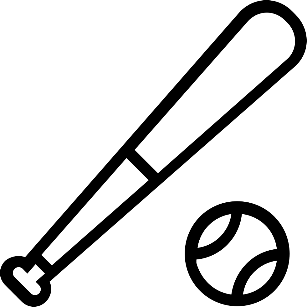 Baseball Bat And Ball Outlines Comments (981x980), Png Download