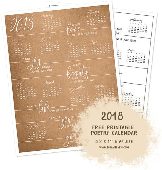 Free Printable Poetry Calendar - Watercolor Painting (575x600), Png ...
