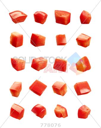 Stock Photo Of 16 Diced Tomato Pieces Isolated On Transparent - Cupcake ...