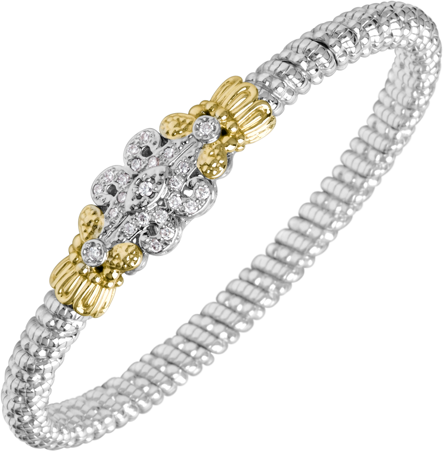 Closed Cuff Bracelet With Diamond Scroll Design (1500x1500), Png Download