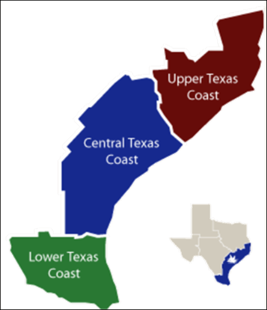 Upper Coast Sites - Texas Coastal Wetlands Map (878x1019), Png Download