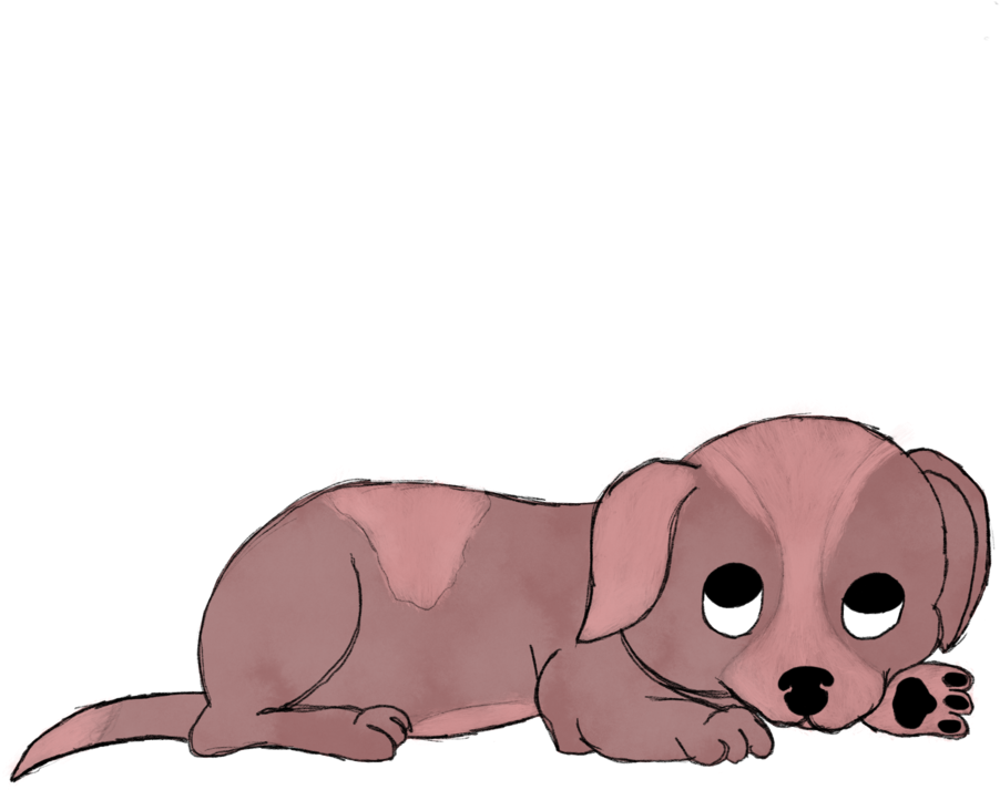 Dog Laying Down - Cartoon (1000x750), Png Download